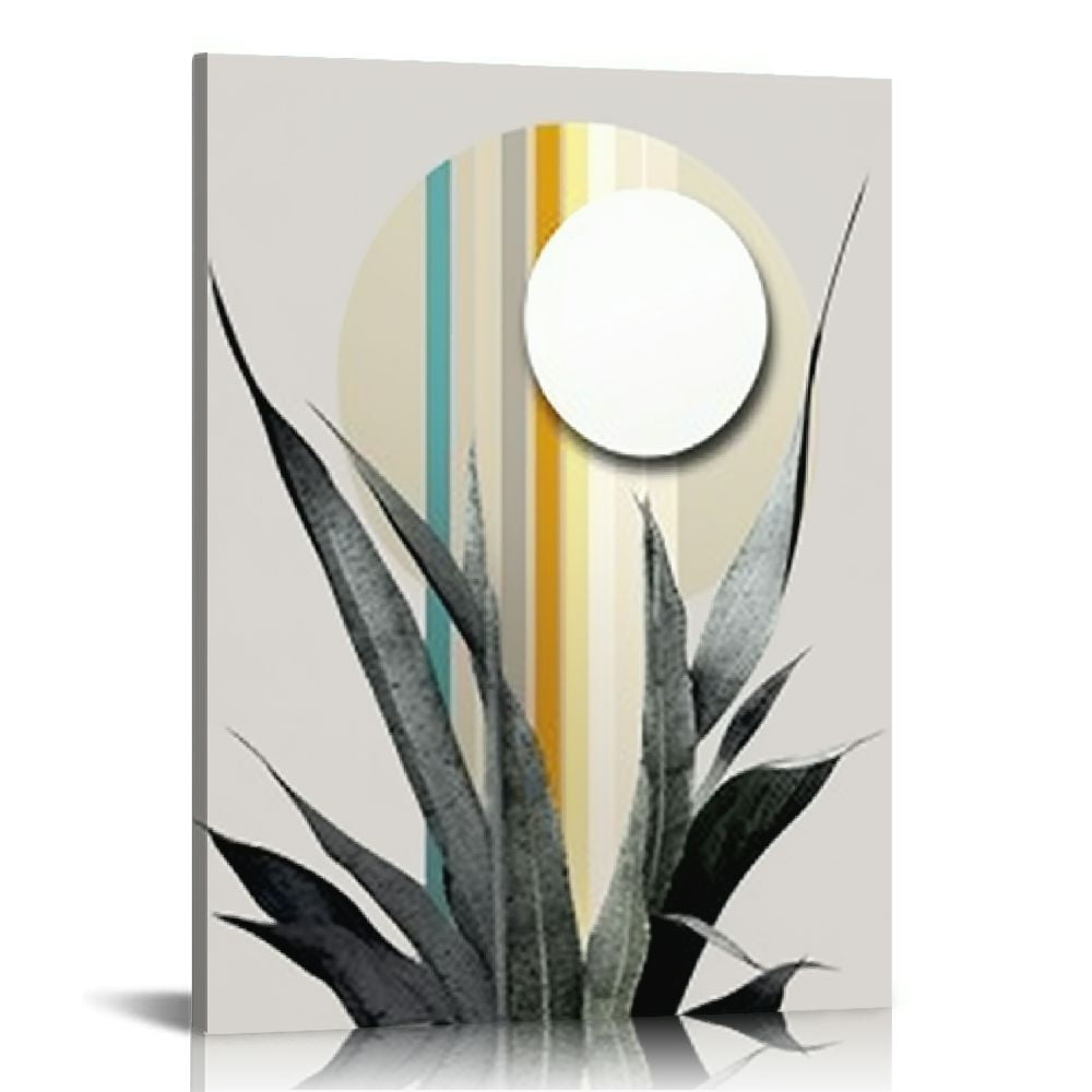 Nawypu Abstract Canvas Wall Art Green Plant Leaves Modern Tropical ...