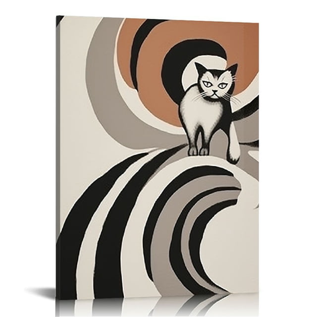 Nawypu Abstract Cat Wall Art Prints,Mid-Century Modern Cats Wall Decor ...