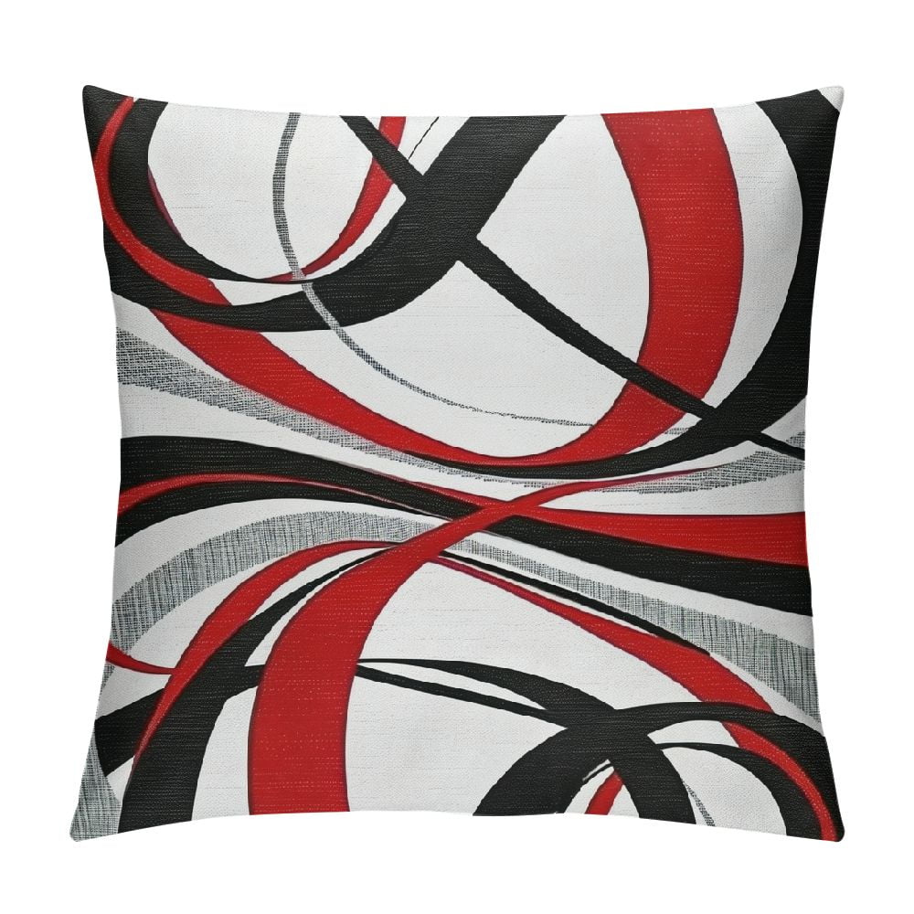 Nawypu Abstract Circles Pillow Covers Red Black White Geometric Modern ...