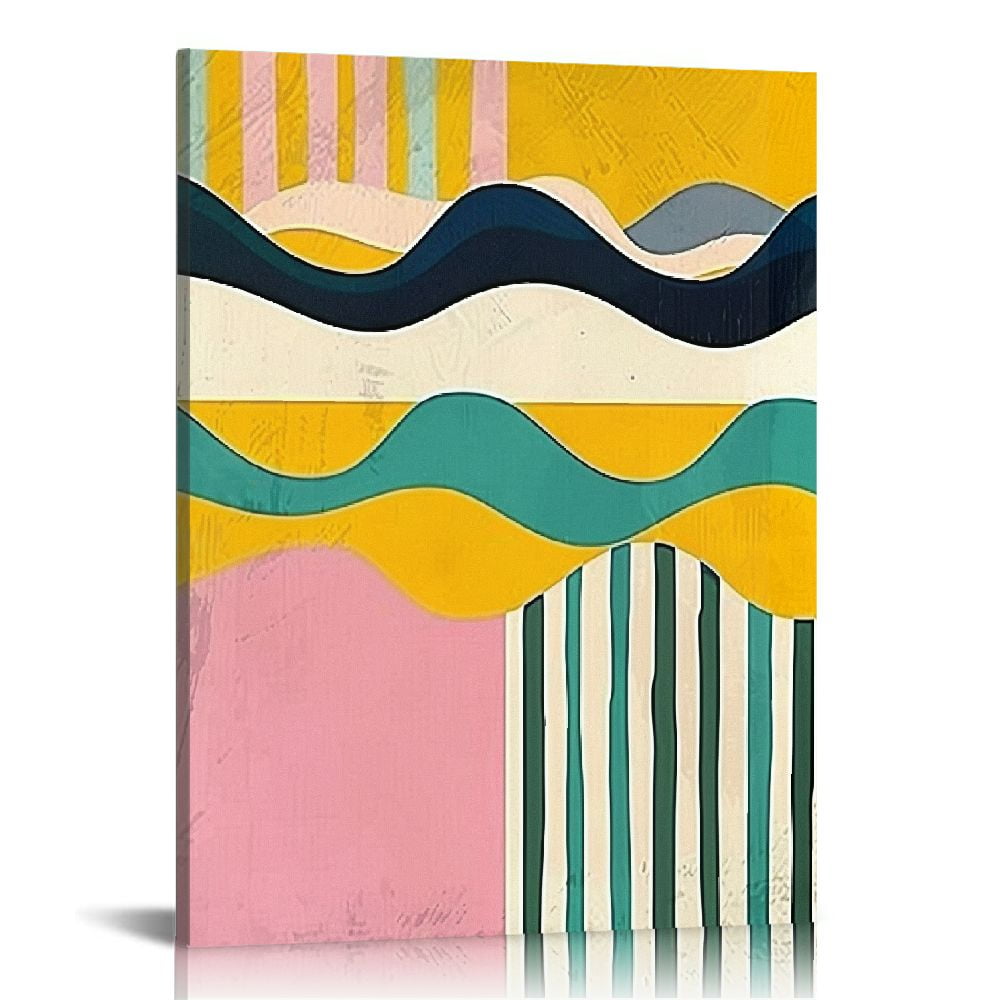 Nawypu Abstract Color Blocks Geometric Canvas Wall Art - Colorful ...