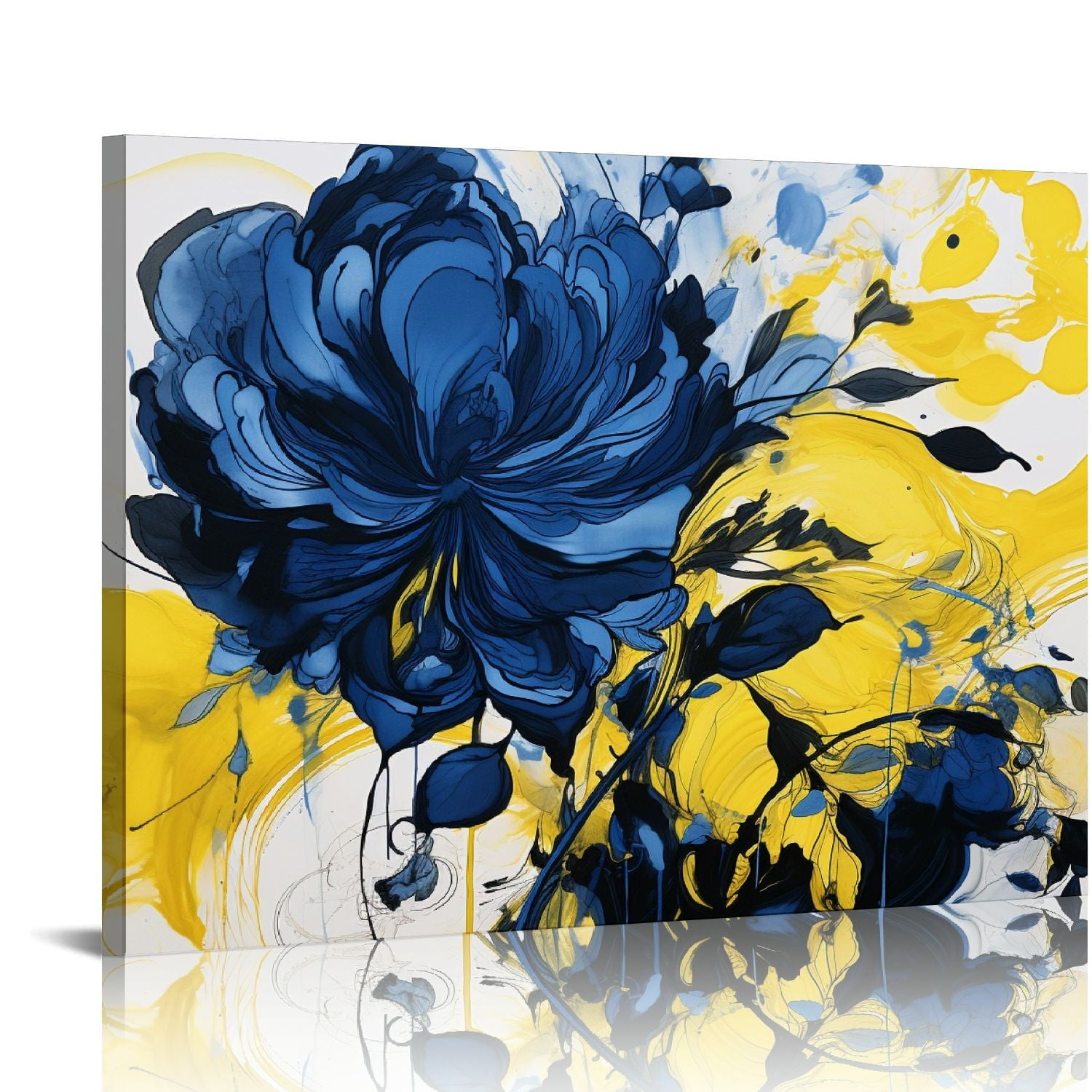 Nawypu Abstract Floral Canvas Wall Art Pictures Decor - Nave Blue ...