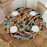 Nawypu Abstract Gothic City Stained Glass Texture Round Fitted ...