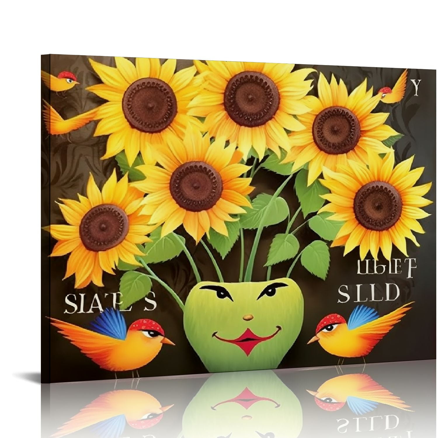 Nawypu Abstract Hummingbird Sunflower Wall Art Canvas Print ...