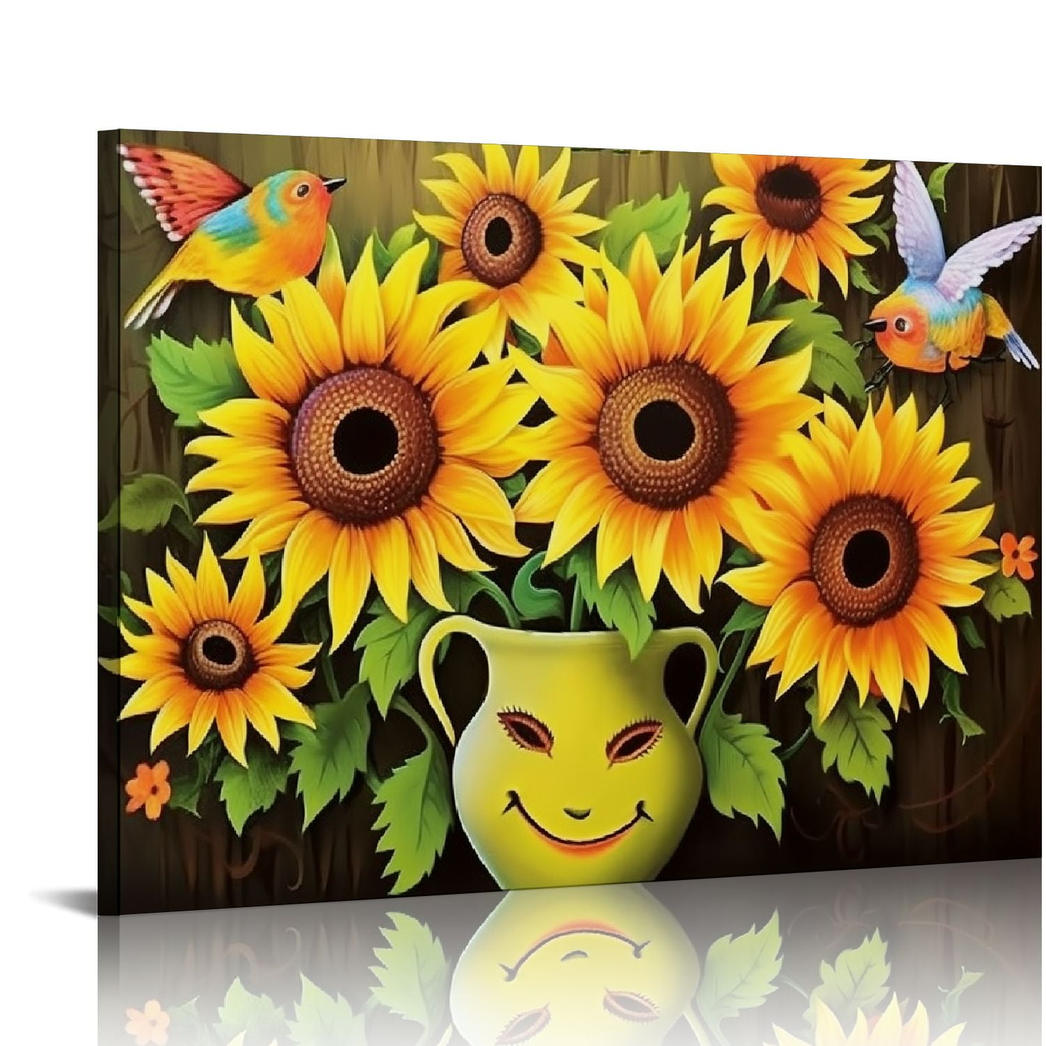 Nawypu Abstract Hummingbird Sunflower Wall Art Canvas Print ...