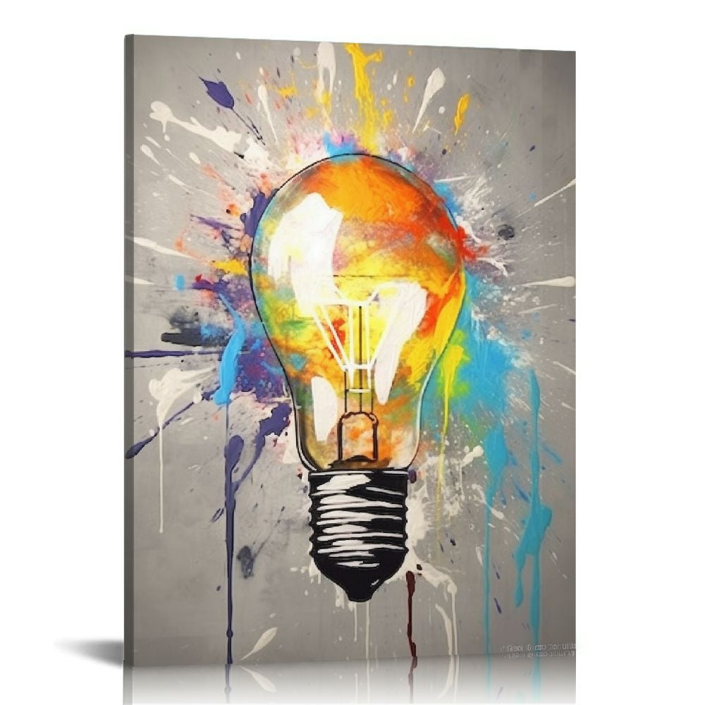 Nawypu Abstract Light Bulb Wall Art Light Bulb Graffiti Poster Creative ...