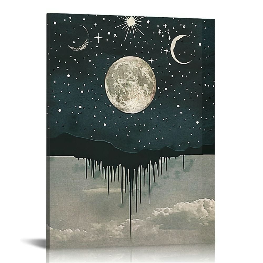 Nawypu Abstract Line Wall Art Print Moons Celestial Line Art Boho Sun ...