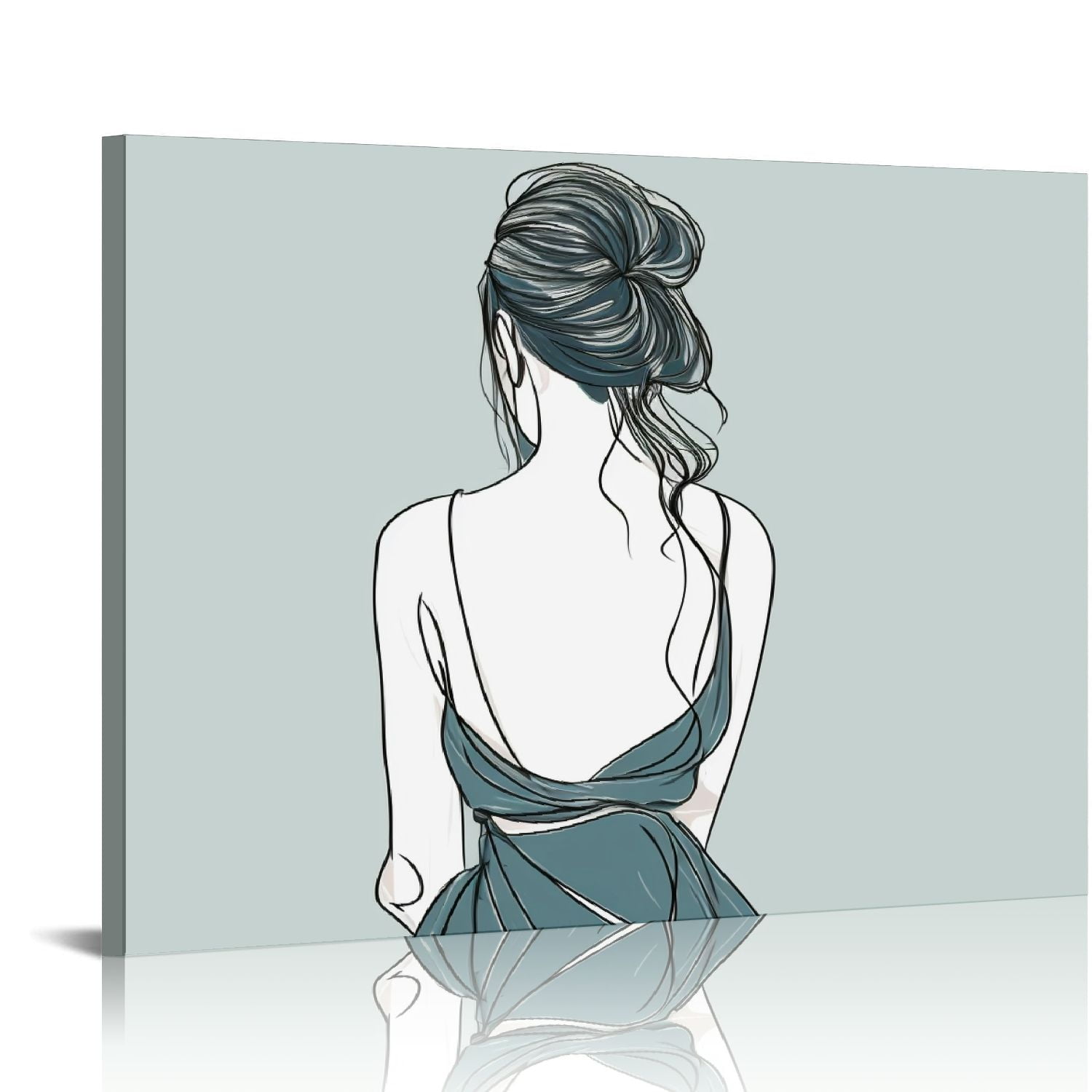 Nawypu Abstract Line Woman Wall Art Canvas Bathroom Line Art Wall Decor ...