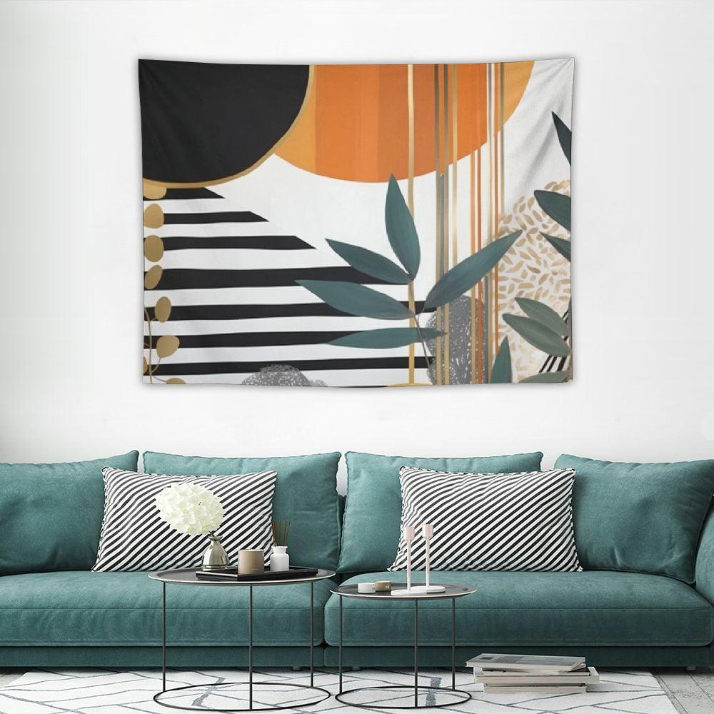 Nawypu Abstract Mid Century Modern Tapestry Boho Geometric Leaf Plant ...