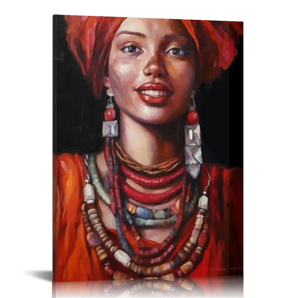 Nawypu Abstract Native African American Woman Canvas Wall Art Black ...