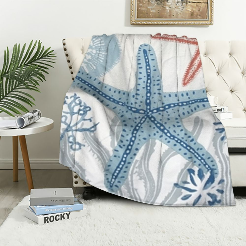Nawypu Abstract Nautical Coastal Throw Blanket for Couch - Watercolor ...