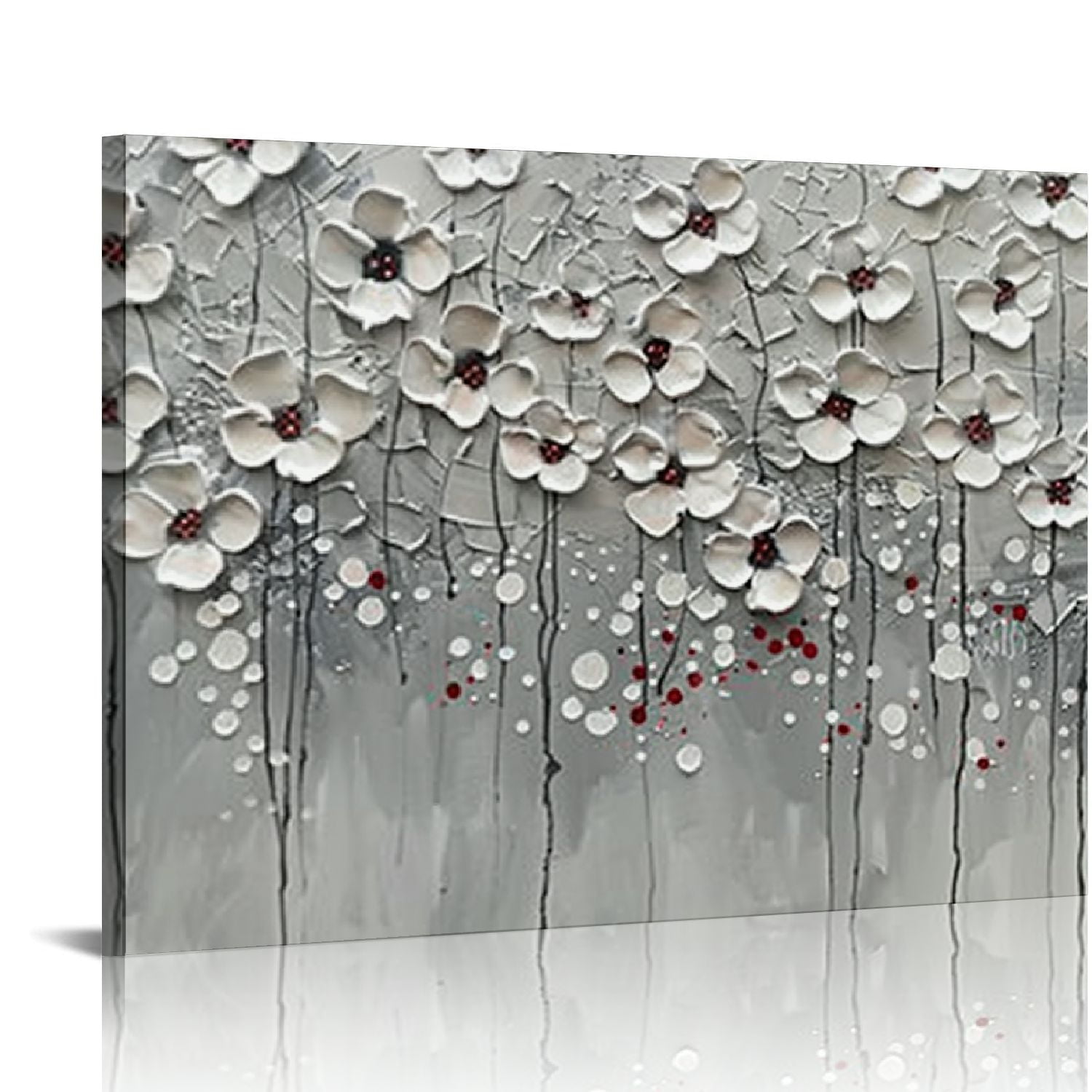 Nawypu Abstract Plum Canvas Wall Art White Flowers Living Room Wall ...