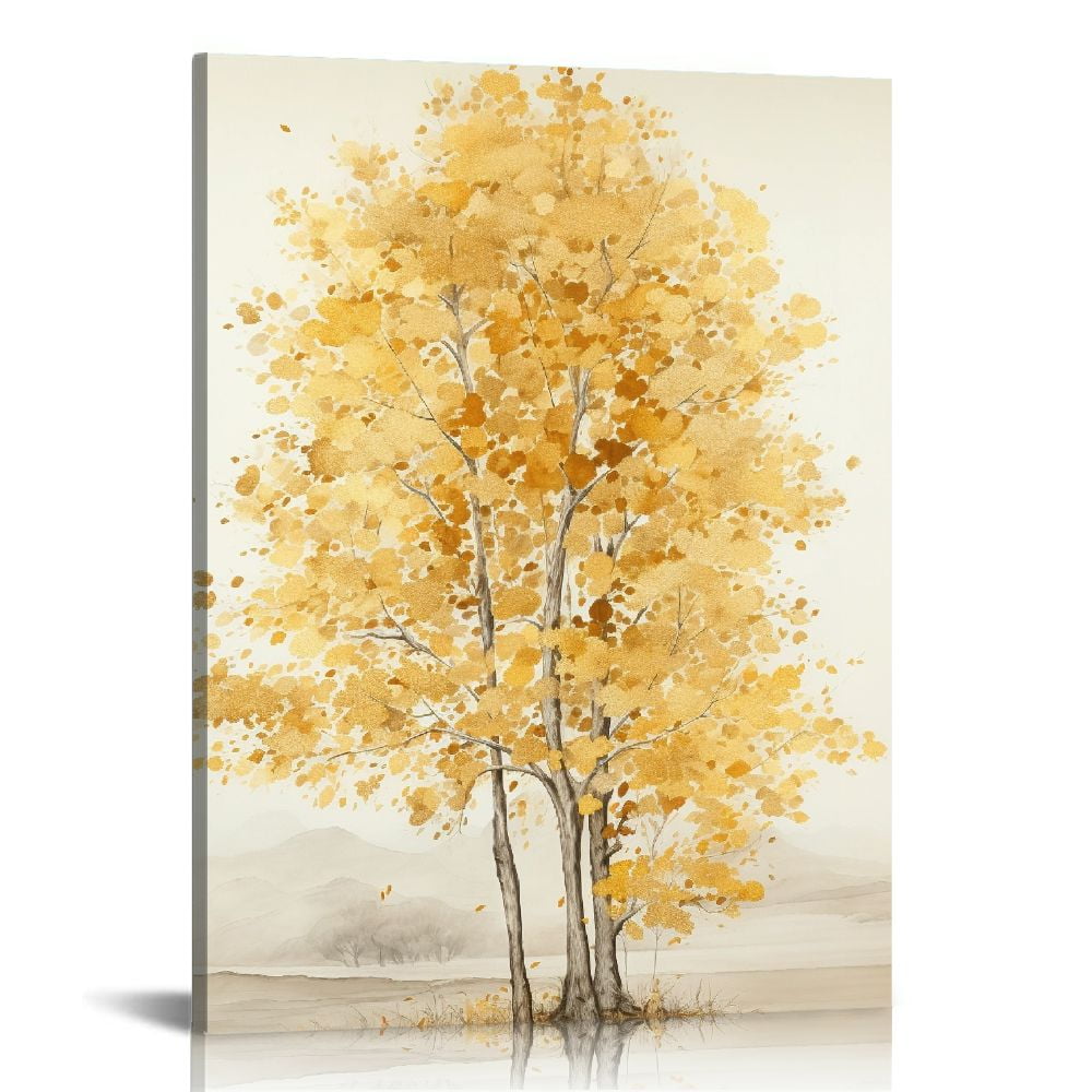 Nawypu Abstract Tree Picture Decor Wall Art Hand-Painted with Gold ...