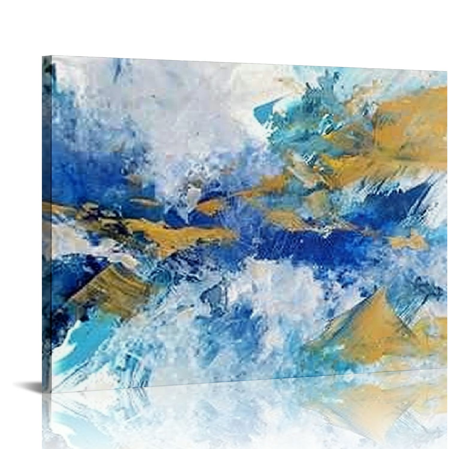 Nawypu Abstract Wall Art For Living Room Large Size Framed Navy Blue Canvas Wall Art Abstract ...