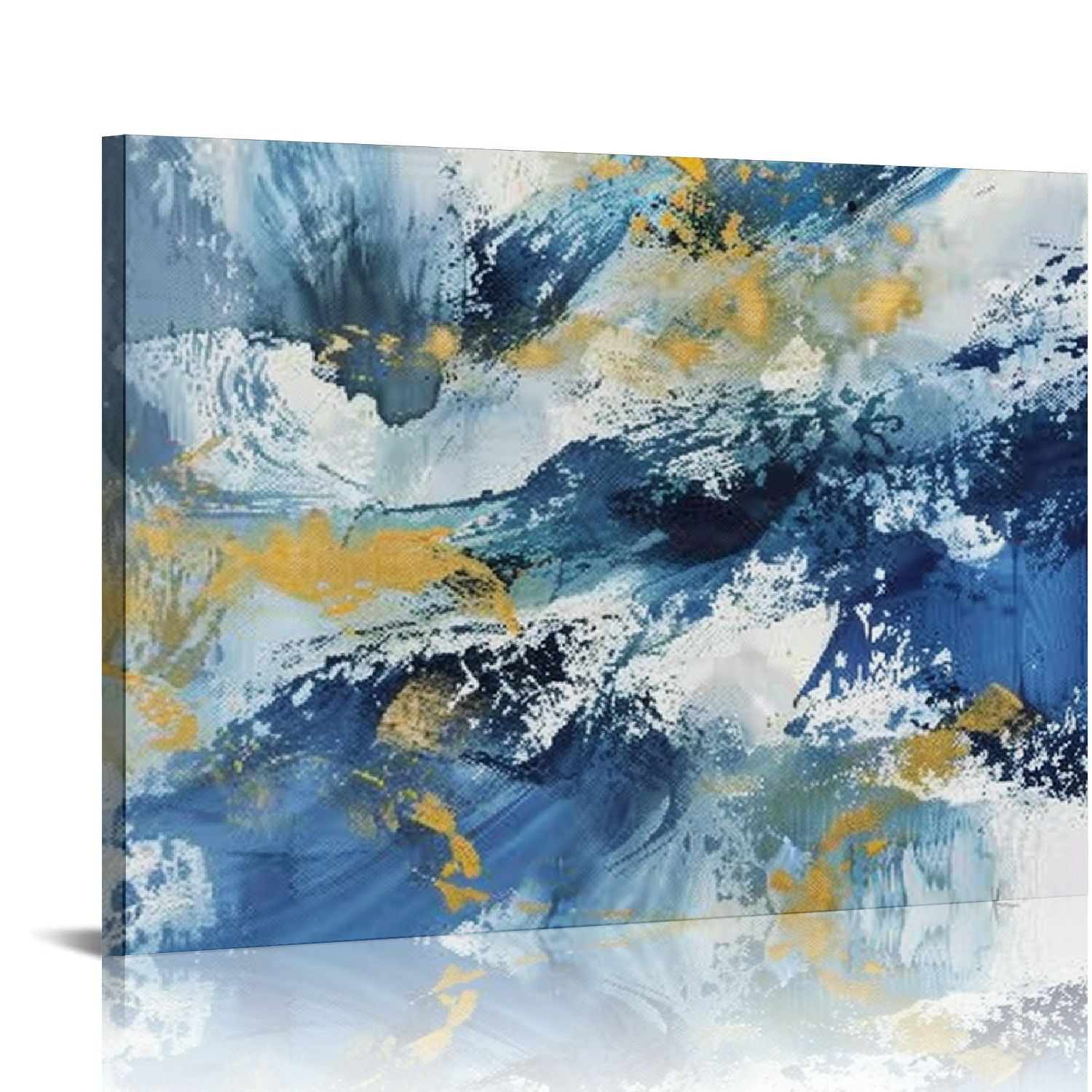 Nawypu Abstract Wall Art For Living Room Large Size Framed Navy Blue Canvas Wall Art Abstract ...