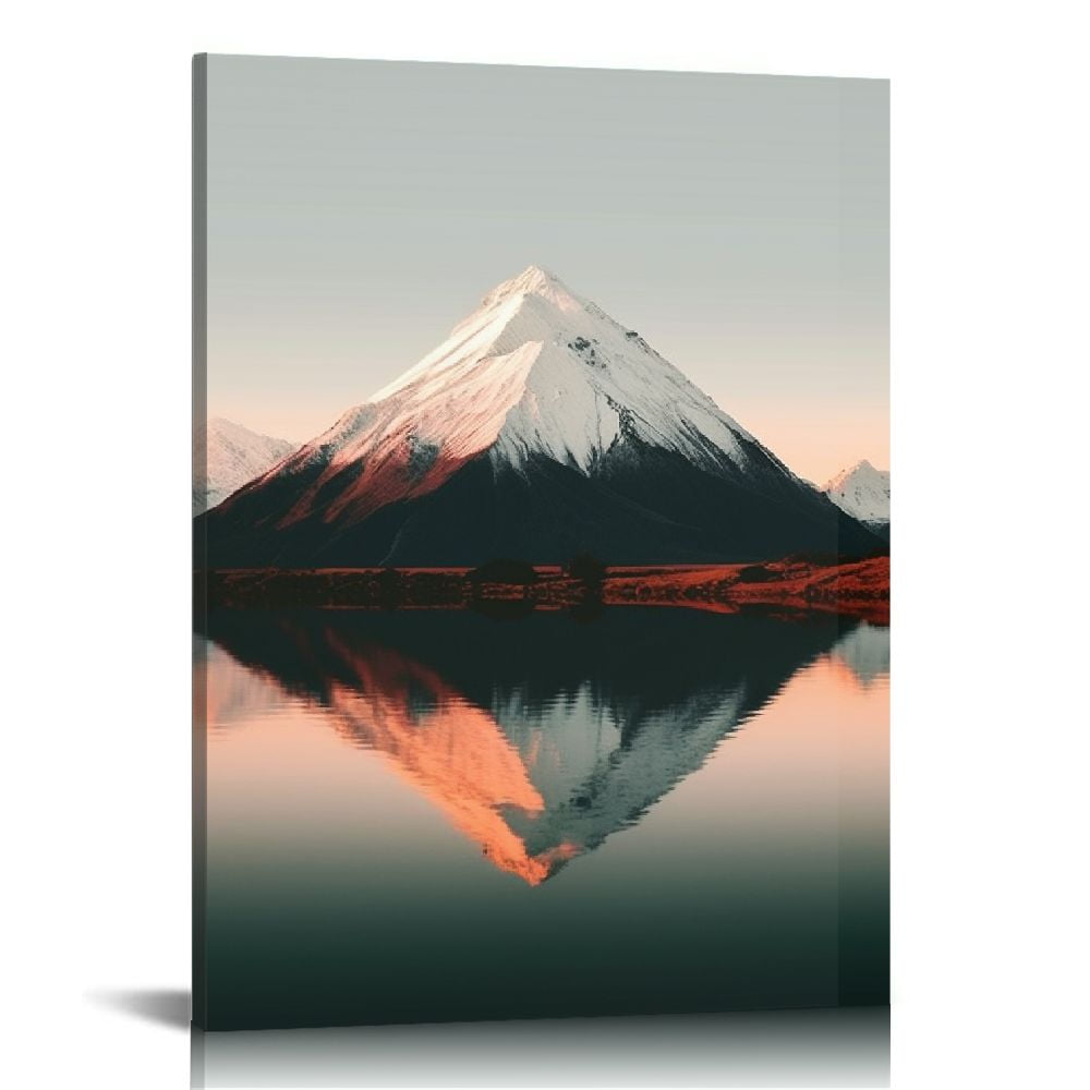 Nawypu Abstract Wall Decor on Canvas The Snow Mountain Reflection ...