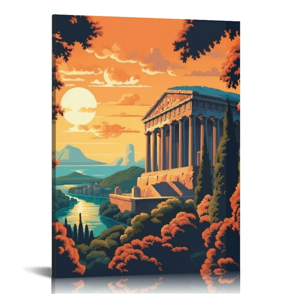 Nawypu Acropolis Greece Vintage Travel Posters Sunset Wall Art Picture ...