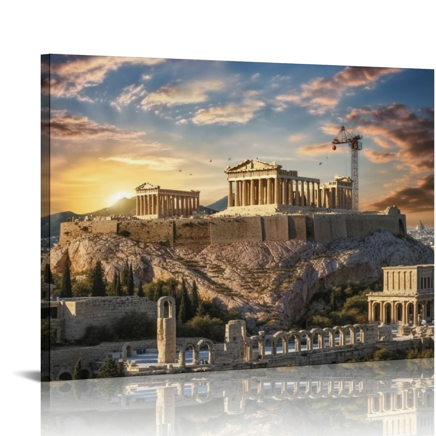 Nawypu Acropolis Wall Decor Athens Modern Print Athens Skyline Poster Wall Art Acropolis Canvas ...