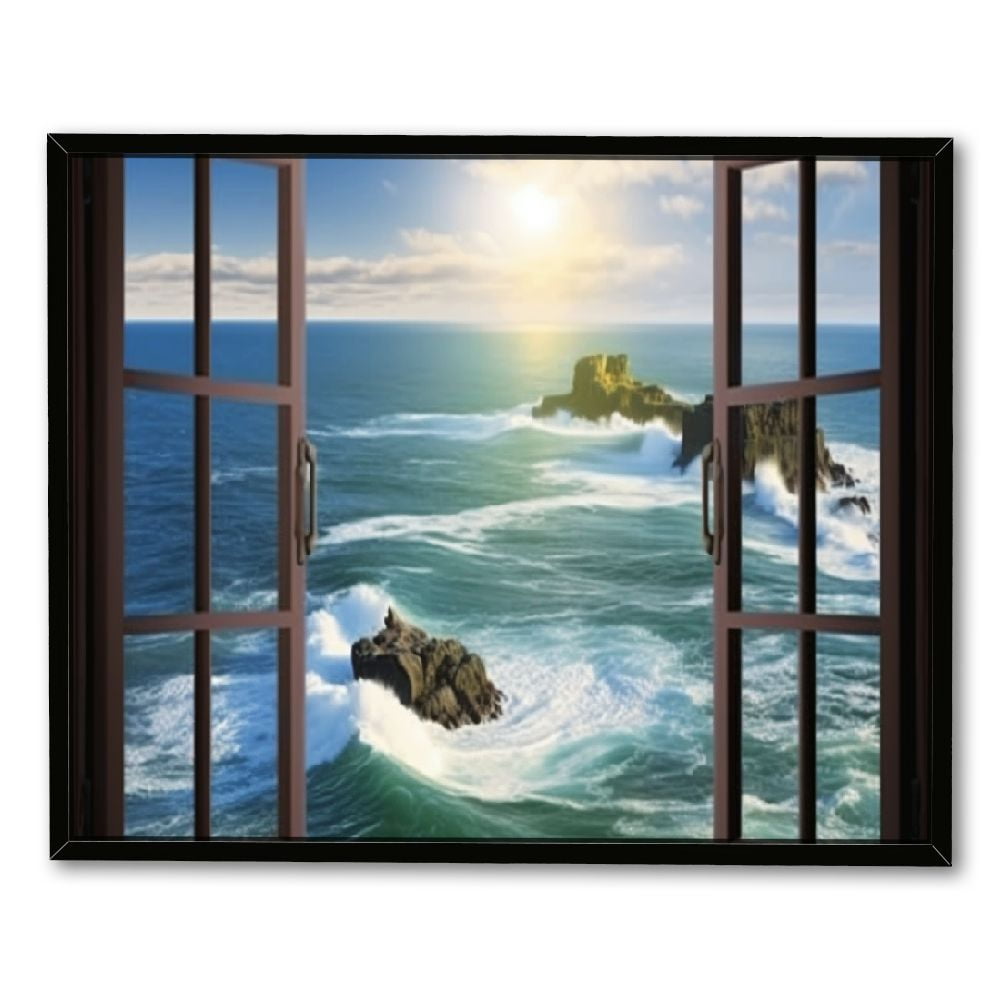 Nawypu Aerial view of West Coast Window Frame Style Wall Art 3D Canvas ...