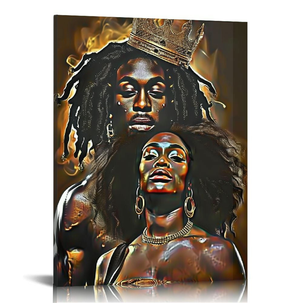 Nawypu African American Canvas Wall Art - Black Art King and Queen Canvas Paintings for Wall ...