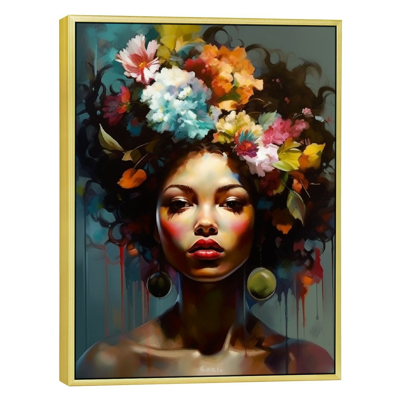 Nawypu African American Wall Art - Black Girl Canvas Wall Art - Colorful Black African Woman ...