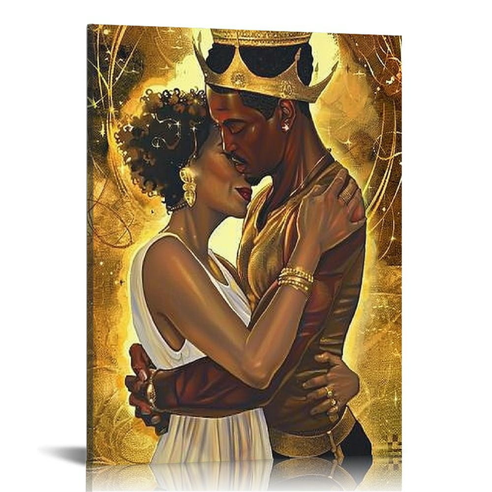 Nawypu African American Wall Art-Black King and Queen Canvas Wall Art, Crown Black Couple ...