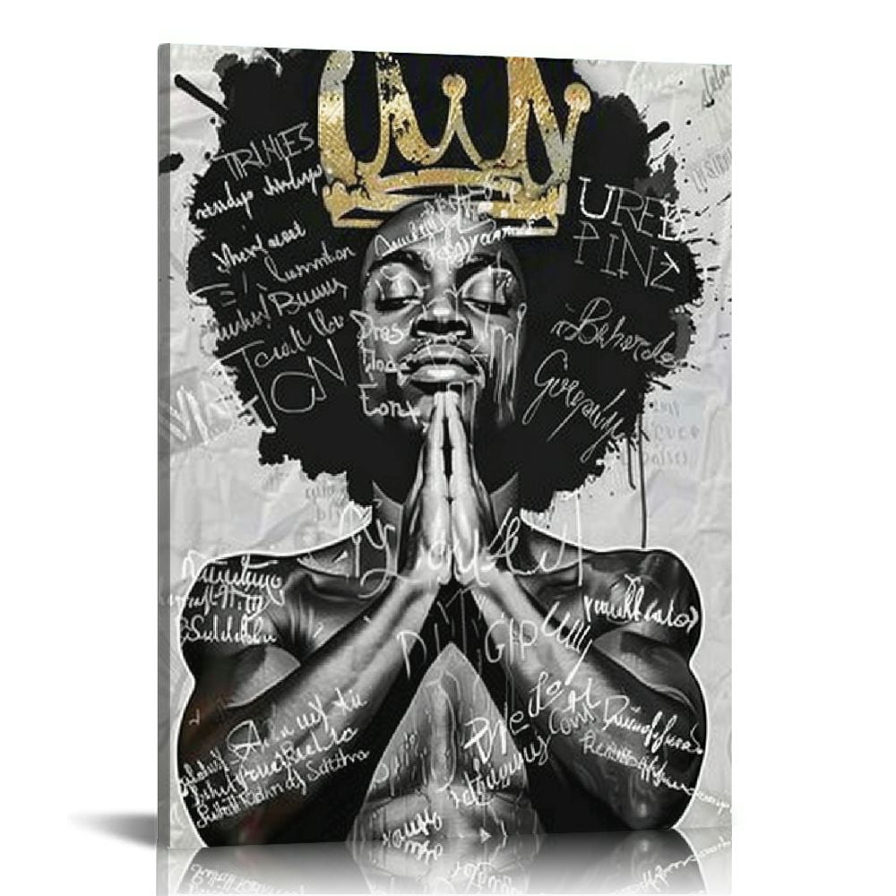 Nawypu African American Wall Art Black King and Queen Room Wall Decor Black People Man Woman ...