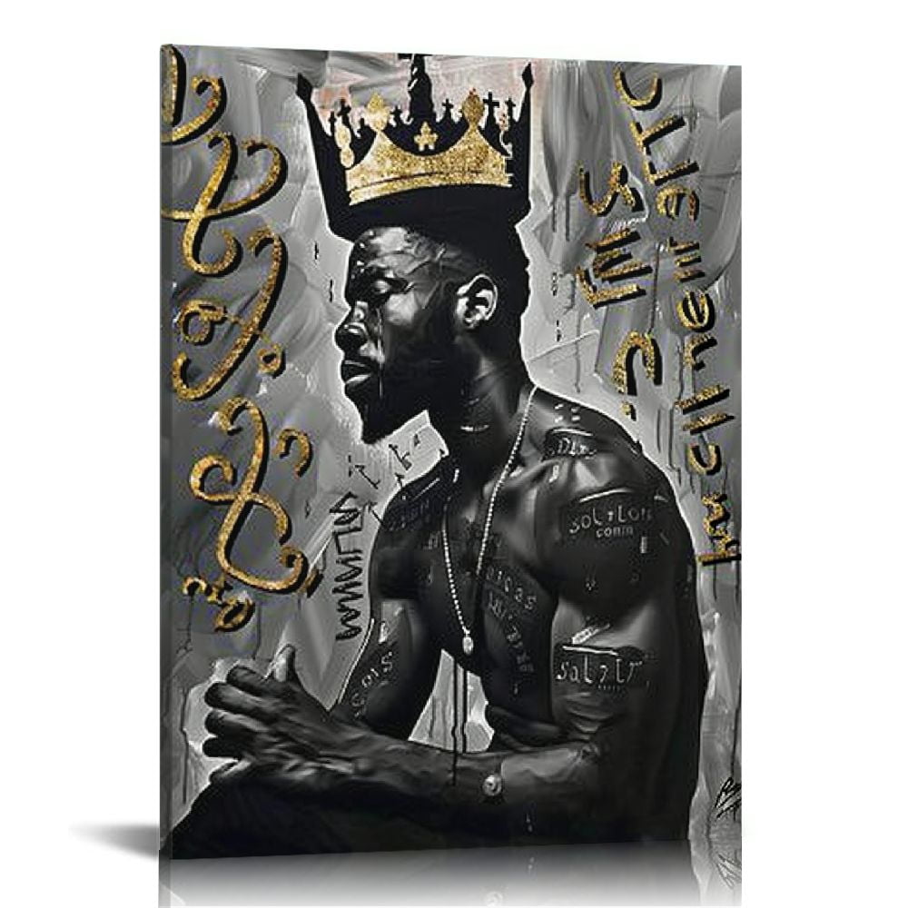 Nawypu African American Wall Art Black King and Queen Room Wall Decor Black People Man Woman ...