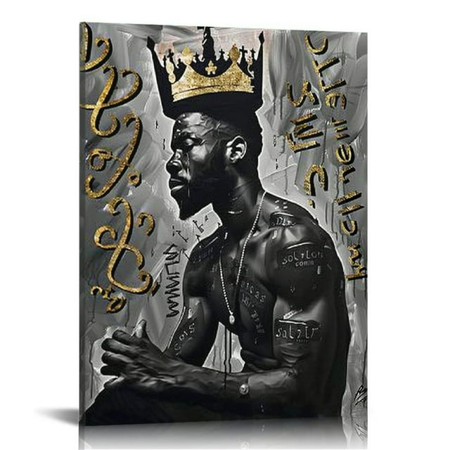 Nawypu African American Wall Art Black King and Queen Room Wall Decor Black People Man Woman ...