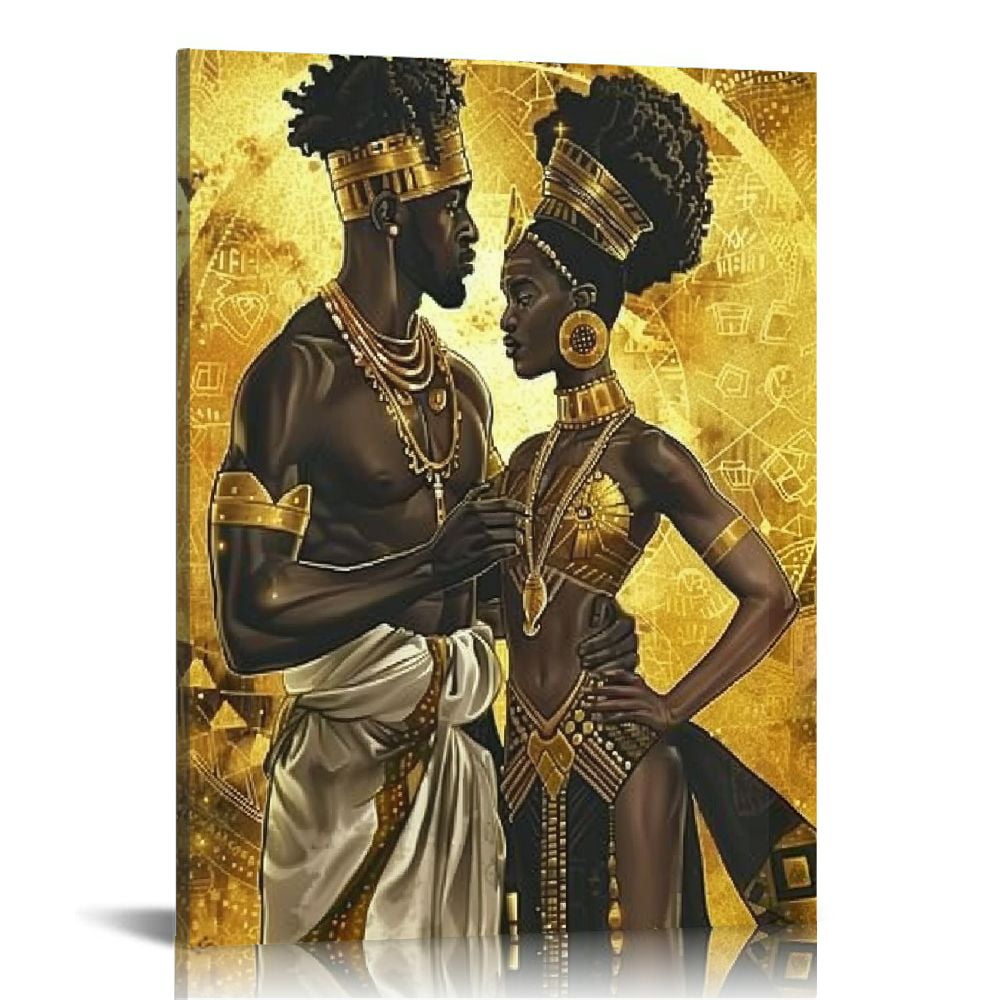 Nawypu African American Wall Art Black Queen King Lover Canvas Print Contemporary Painting Funny ...