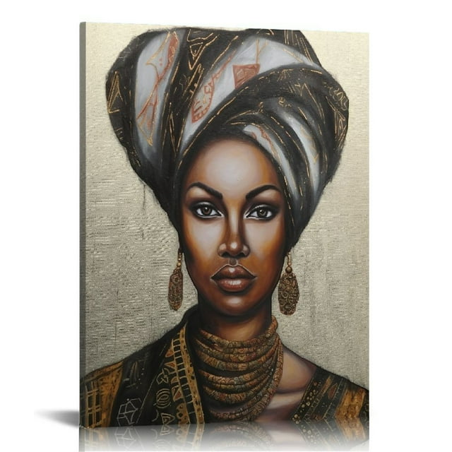 Nawypu African American Wall Art - Framed Elegant Black Woman Canvas Wall Art For Living Room ...