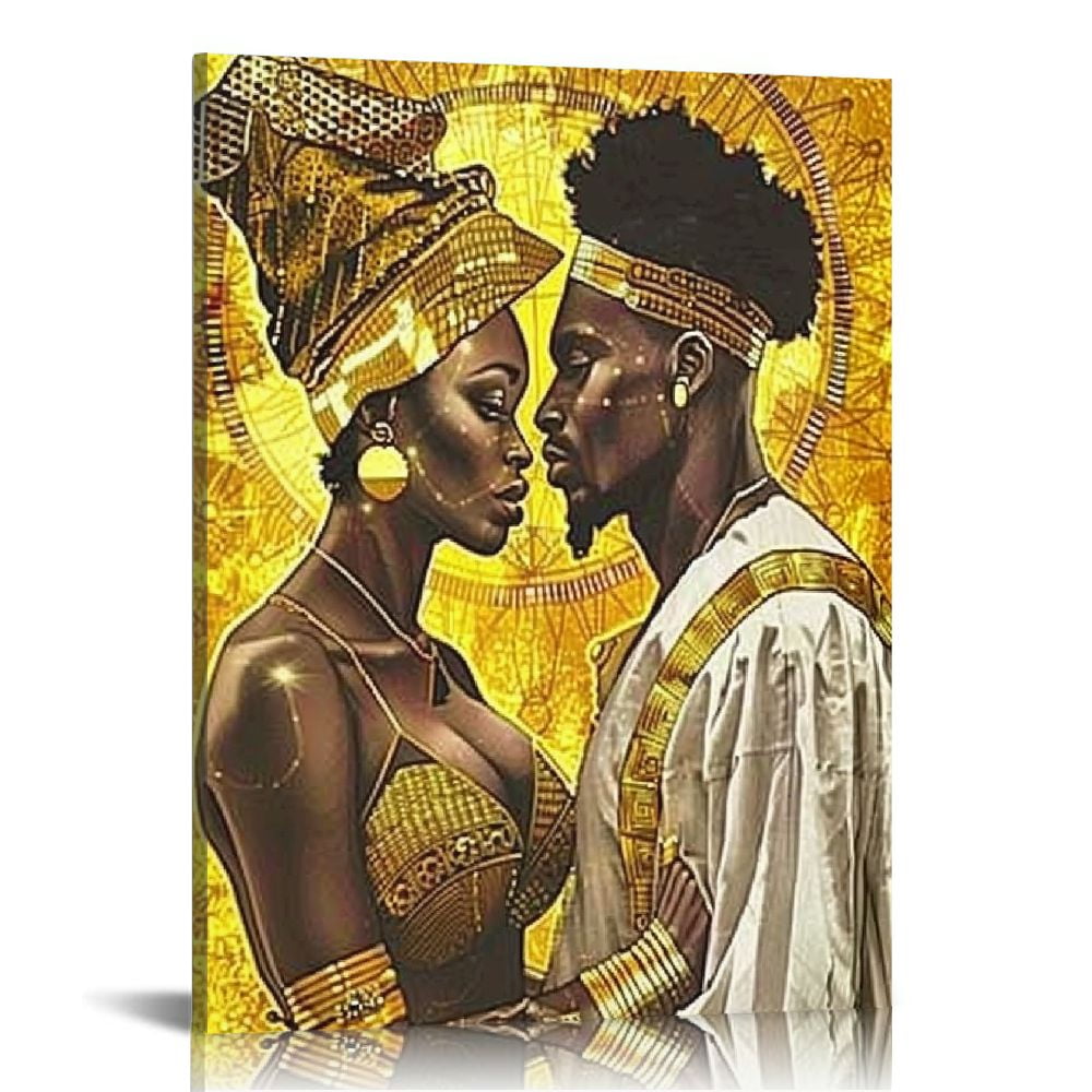 Nawypu African American Wall Art Poster Black Queen King Lover Paintings On Canvas Afro ...