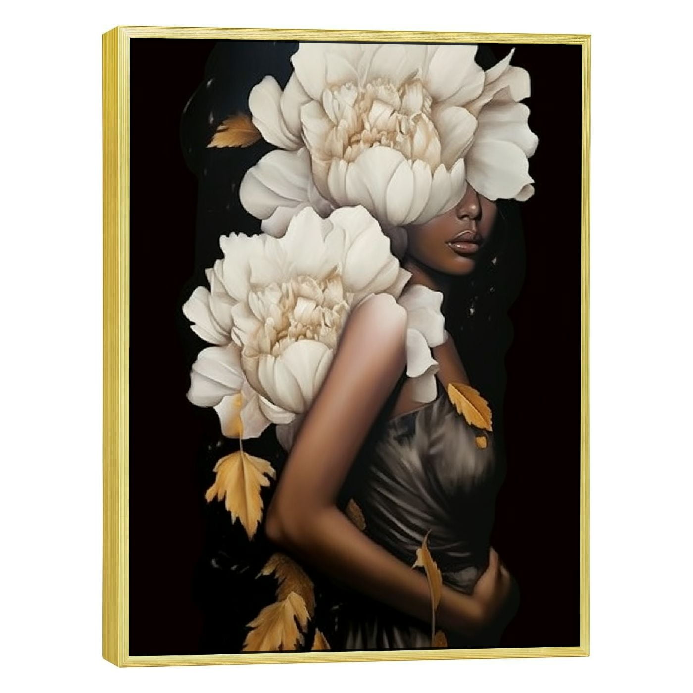 Nawypu African American Wall Art White Flower on Black Women Head Vintage Canvas Art Paintings ...