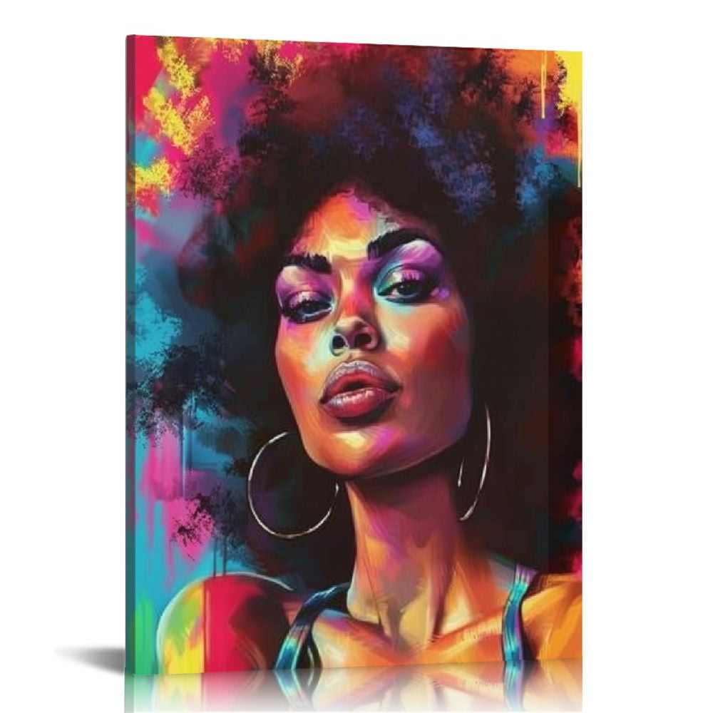 Nawypu African American Woman Wall Art Black Art Poster Graffiti Canvas Painting Picture for ...