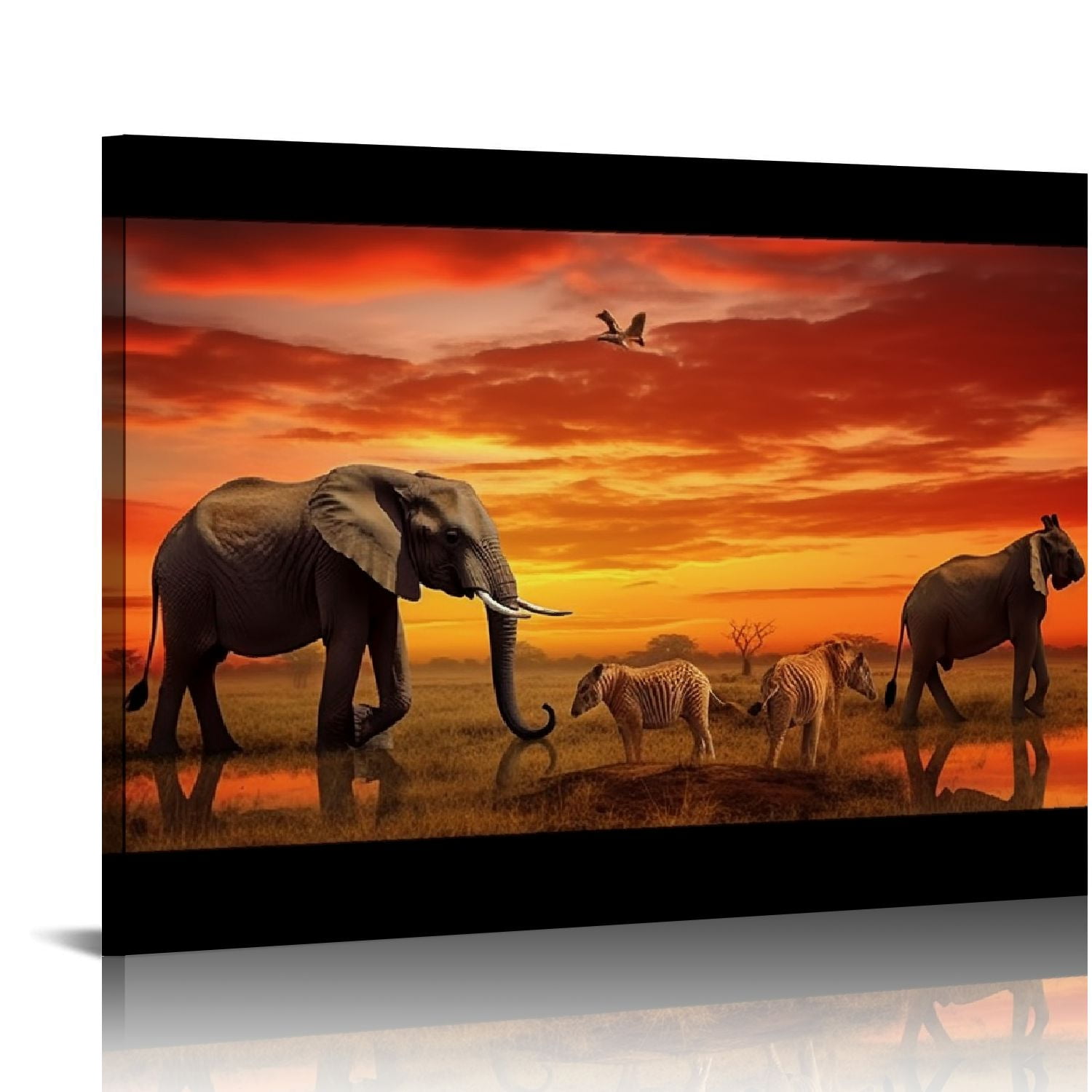 Nawypu African Animals Canvas Wall Art Wildlife Sunset Photo Poster ...