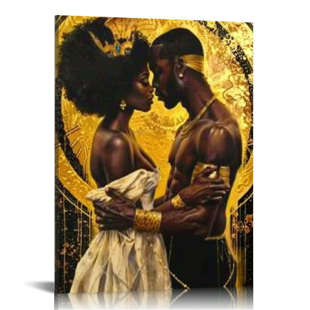 Nawypu African Queen and King Wall Decor Paintings Black Crown Wall Art Canvas Print Abstract ...
