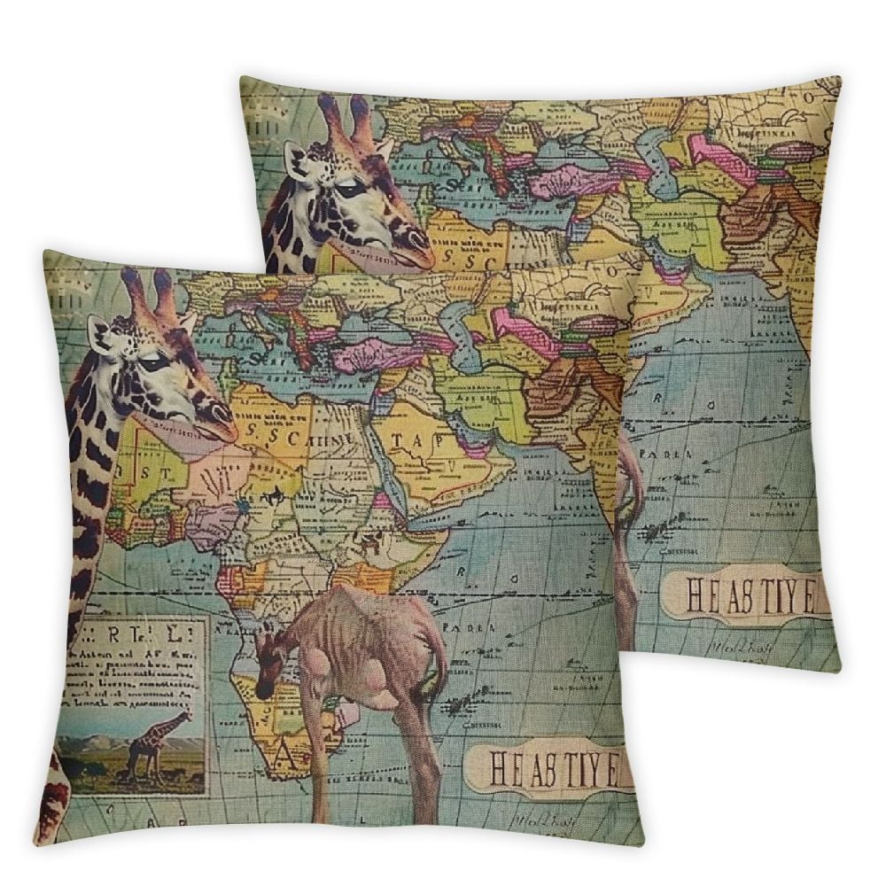 Nawypu African Throw Pillow Covers Colorful Africa Map with Tropical ...