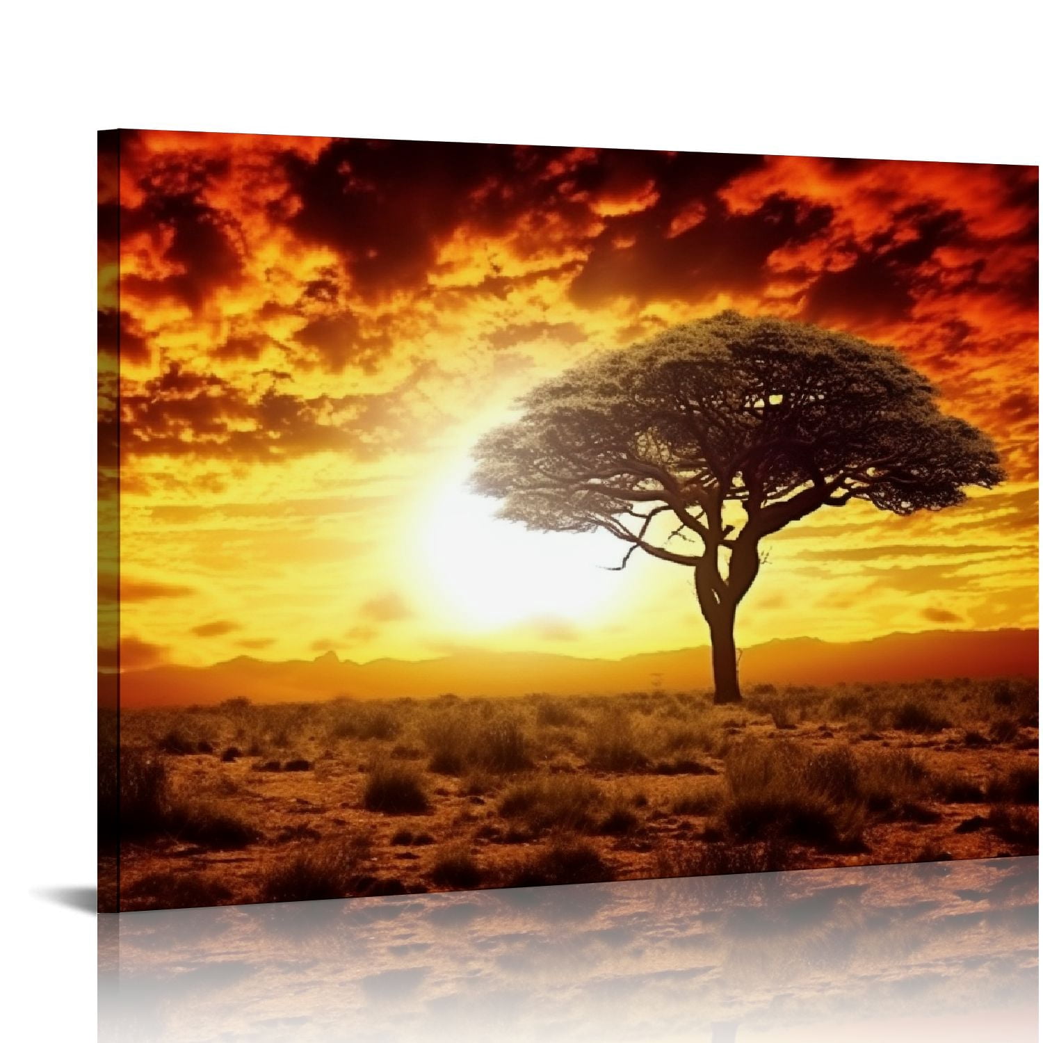 Nawypu African Tree Sunset Animal Scenic Landscape Home Office Living ...