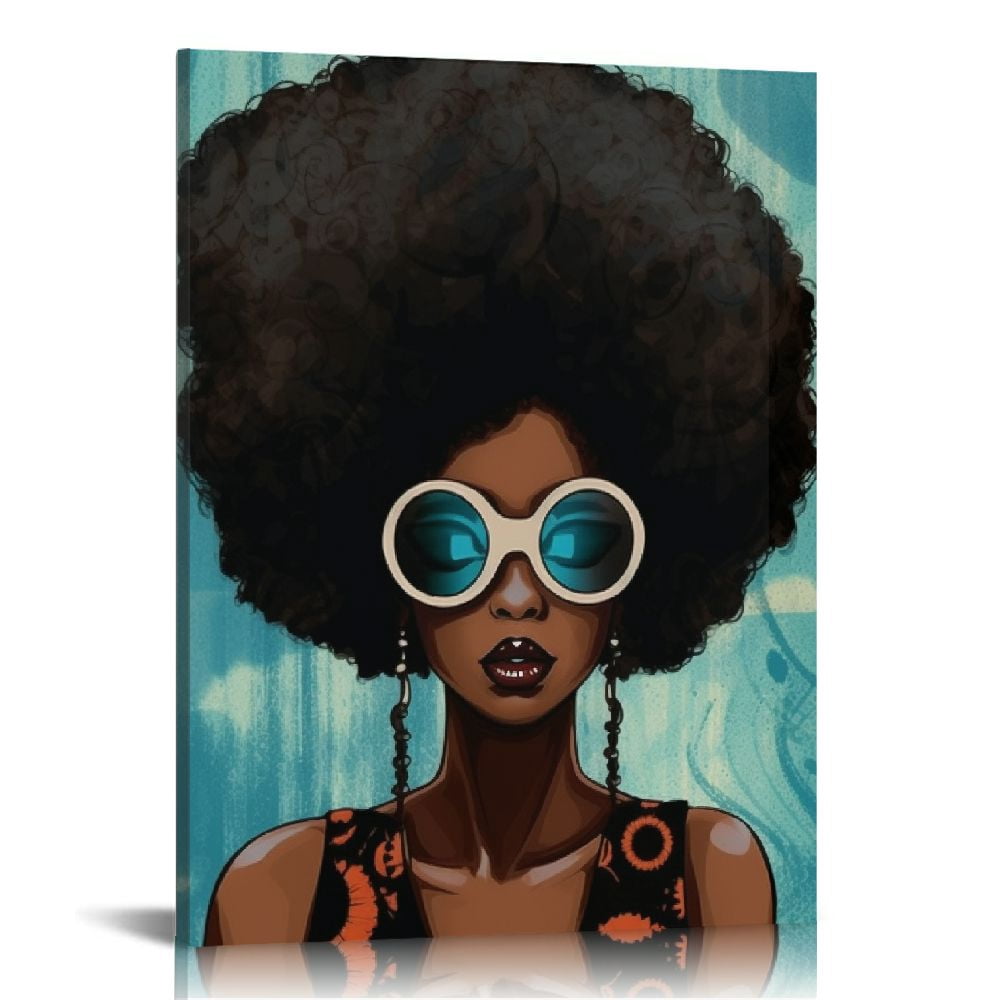 Nawypu Afro Woman Canvas Wall Art Print African Woman Canvas Wall Art ...