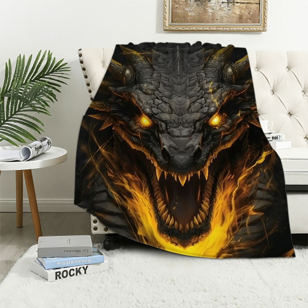 Nawypu Alligator Gifts Blanket, Cool Black Gold Emperor Crocodile ...