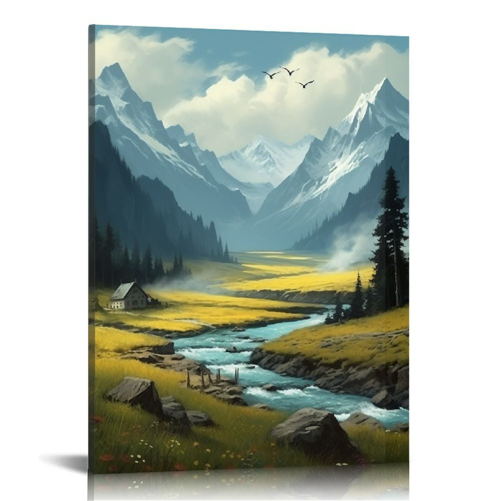 Nawypu Alps Scenic Wall Art Rainy Day Painting Landscape Mountain Snow ...