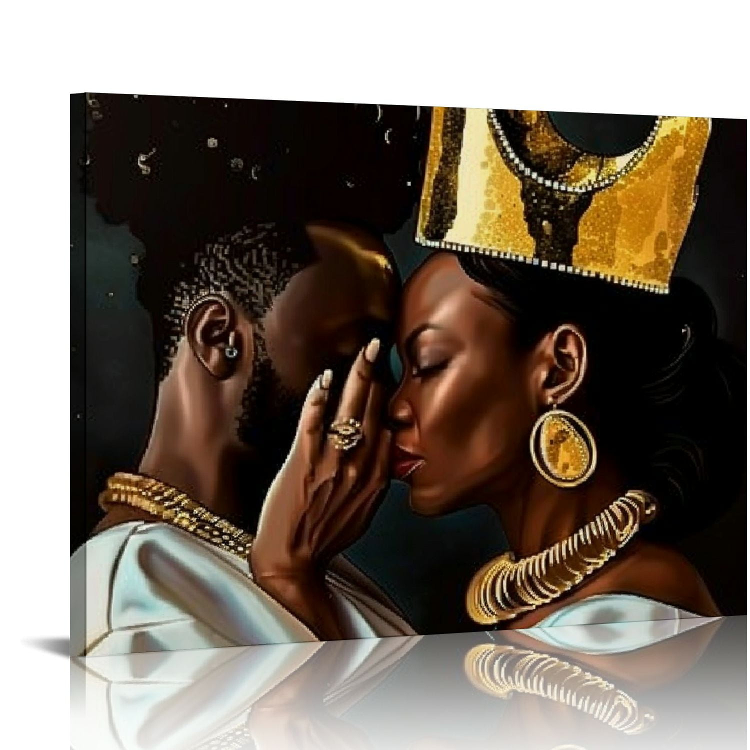 Nawypu Aluminum alloy Framed King and Queen wall decor African American Wall art Black Queen And ...