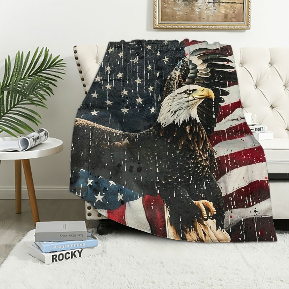Nawypu American Eagle and Flag Blanket Cozy Soft Throw Blanket for ...