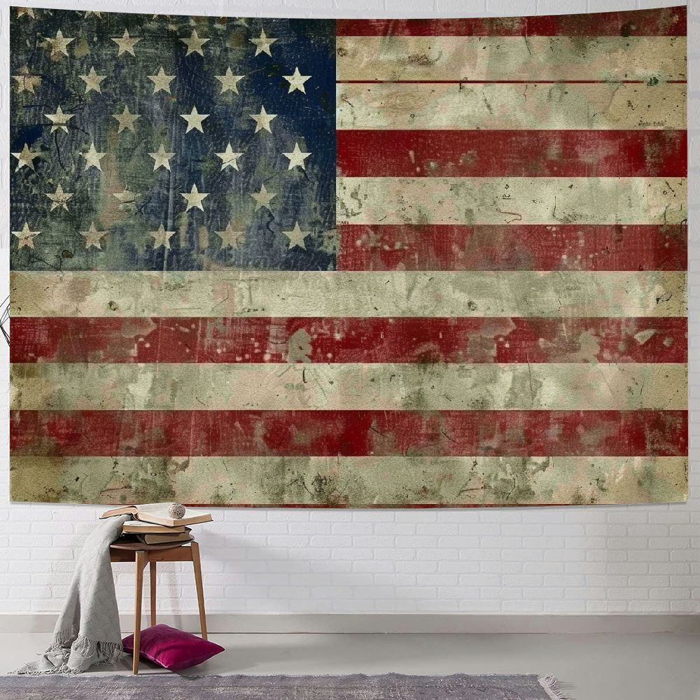 Nawypu American Flag Wall Hanging Vintage Retro Stars and Stripes ...