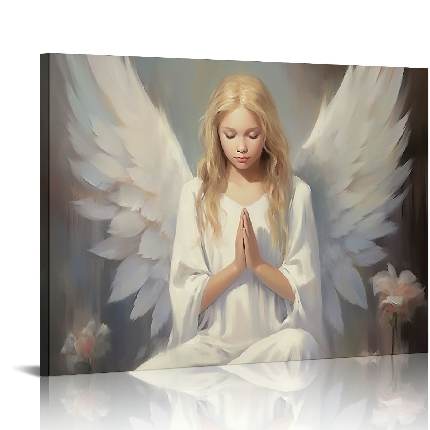 Nawypu Angel Girl Wall Art White Angel and Wings Canvas Prints Angels ...
