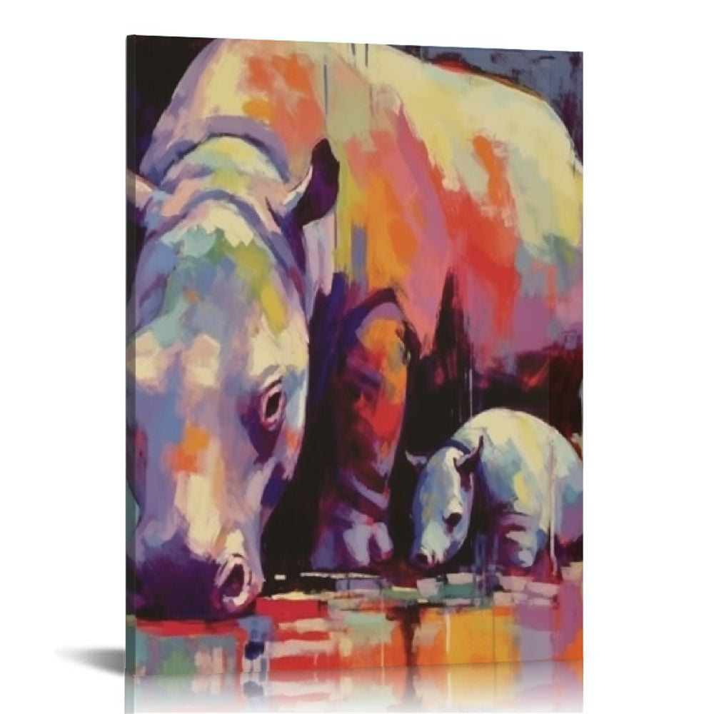 Nawypu Animal Canvas Poster Wall Art Decoration with Framed Rhino ...