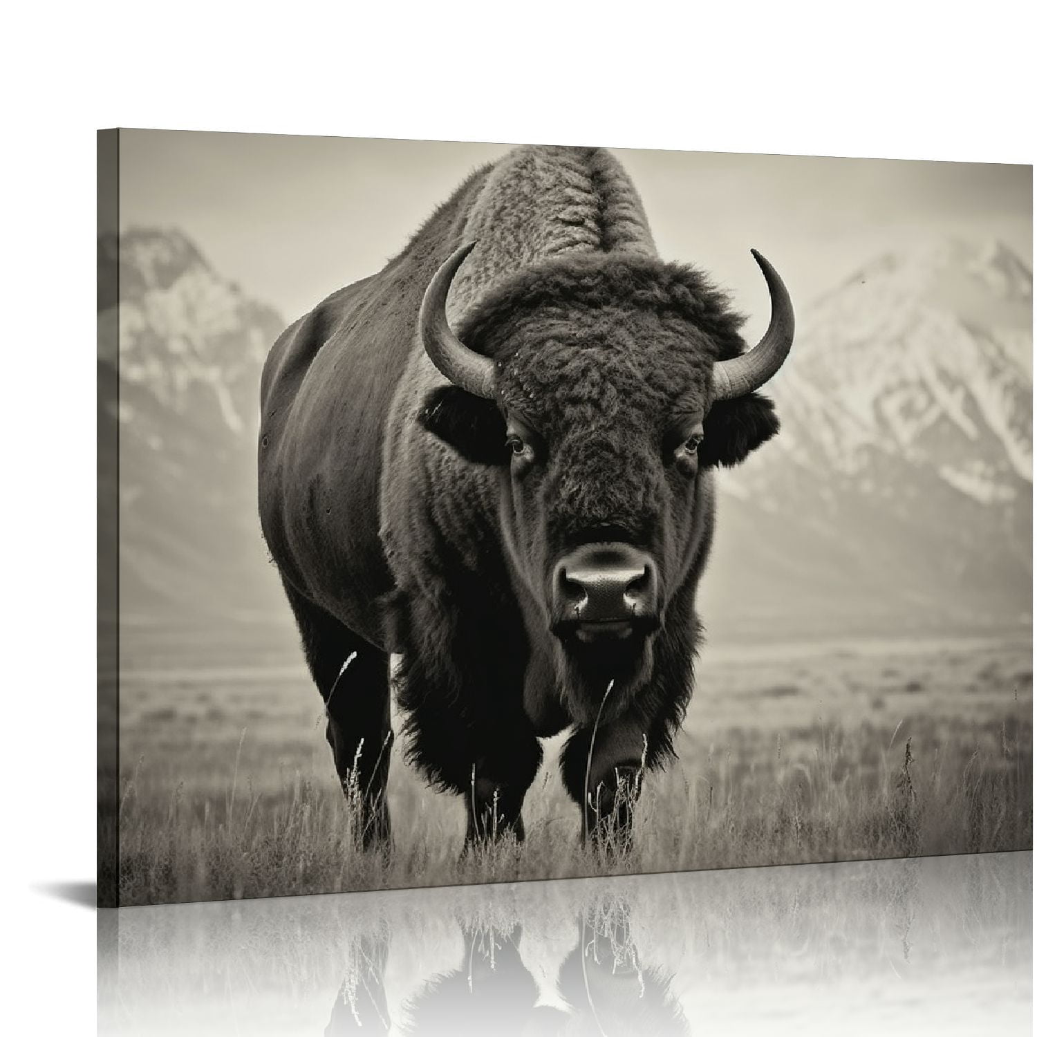 Nawypu - Animal Canvas Wall Art American Buffalo Portrait Painting on ...