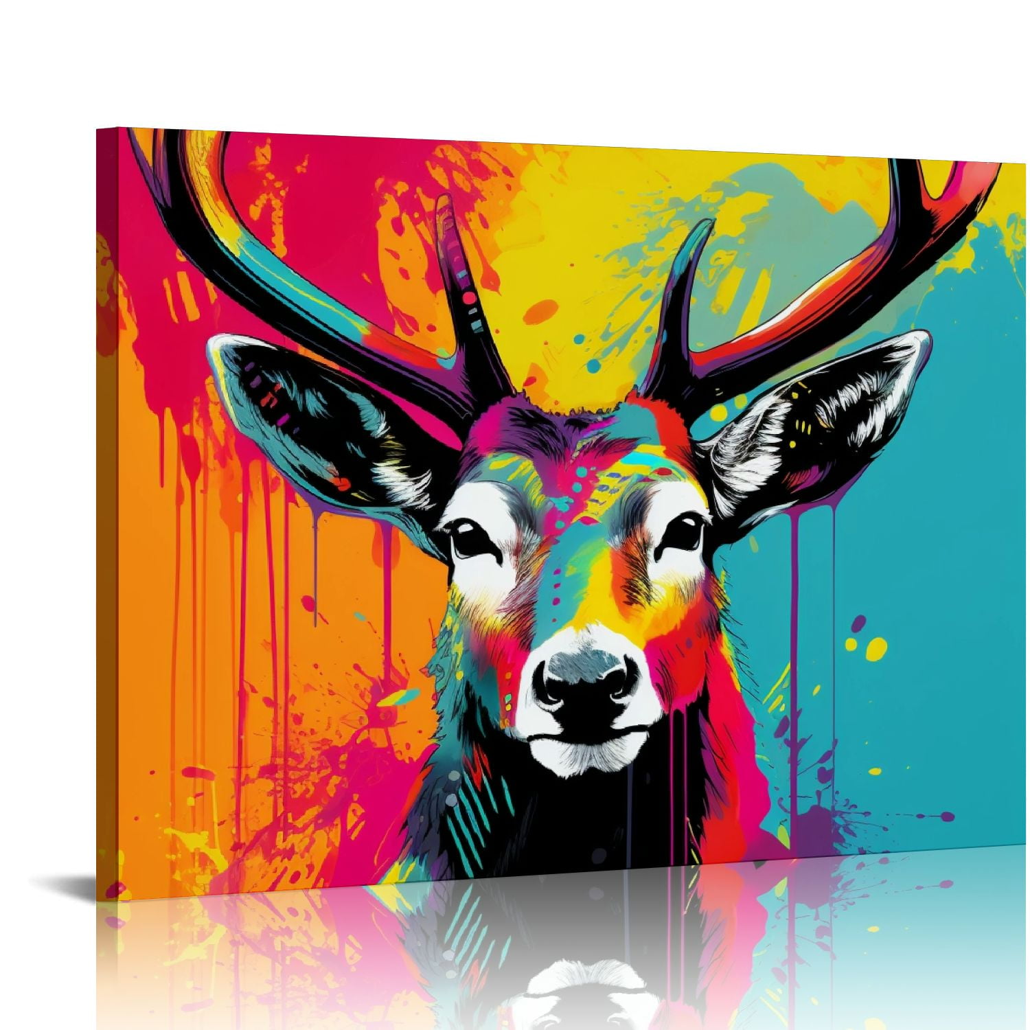Nawypu Animal Deer Canvas Wall Art Decor Watercolor Elk Poster, Modern ...