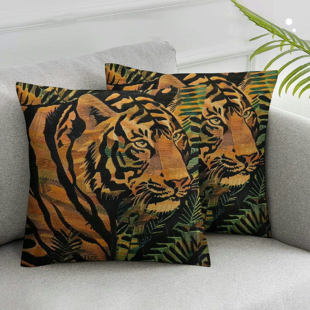 Nawypu Animal Fur Skin Throw Pillow Cover Tiger Black Yellow Orange ...