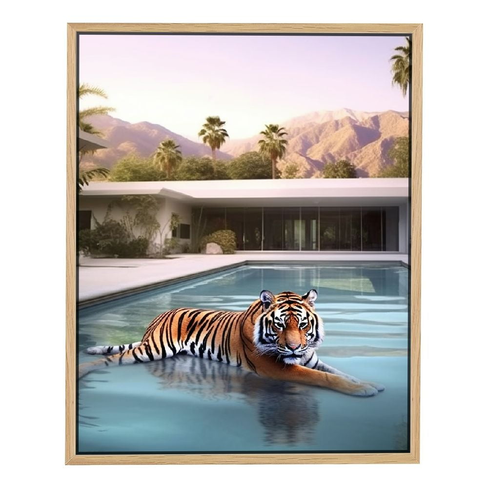 Nawypu Animal Tigers and Swimming Pool Poster Wall Art Canvas Painting ...