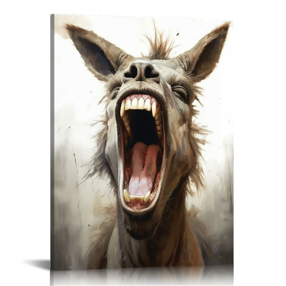 Nawypu Animal Wall Art Decor, Screaming Donkey Abstract Nature Canvas ...